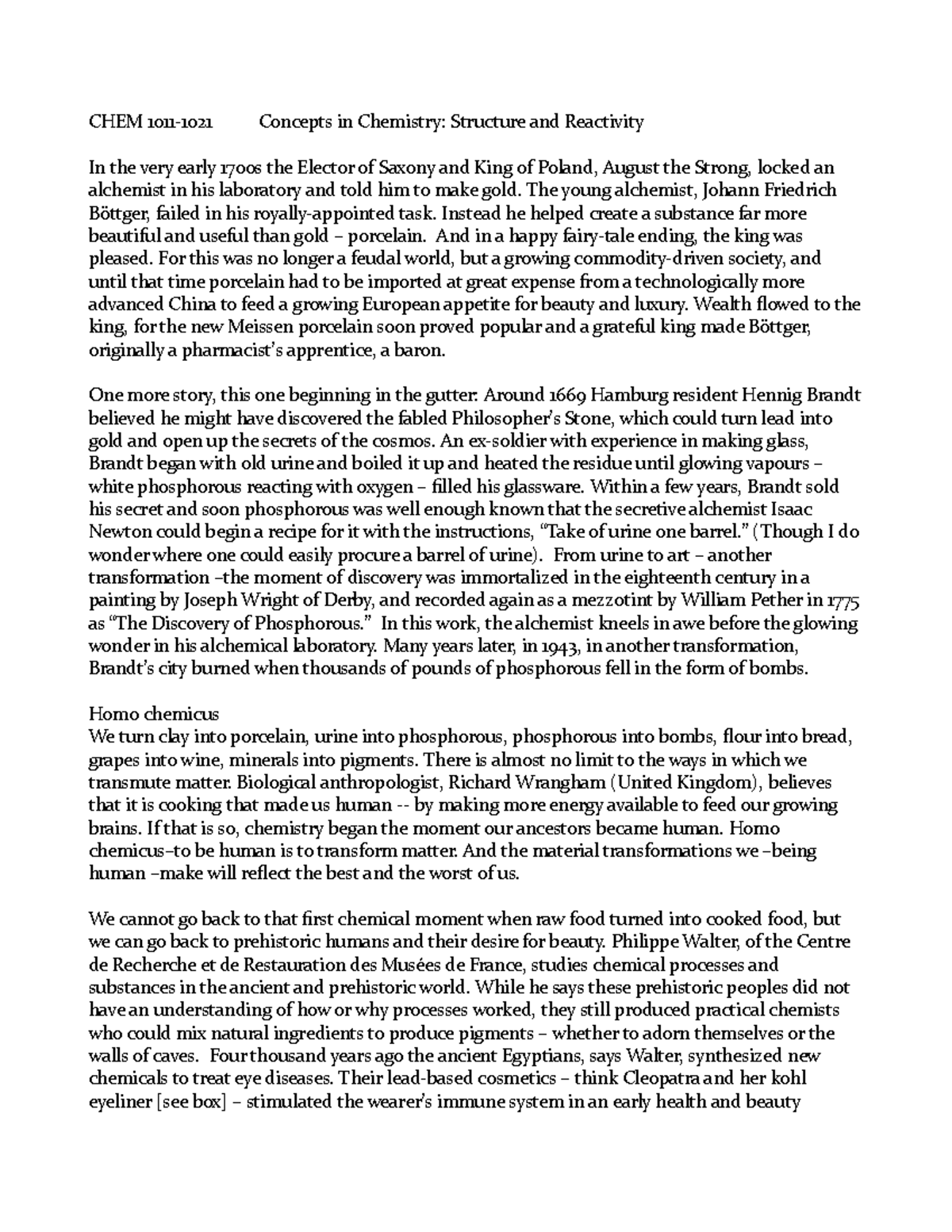 Overview of chemistry - Lecture notes 1 - CHEM Concepts in Chemistry ...