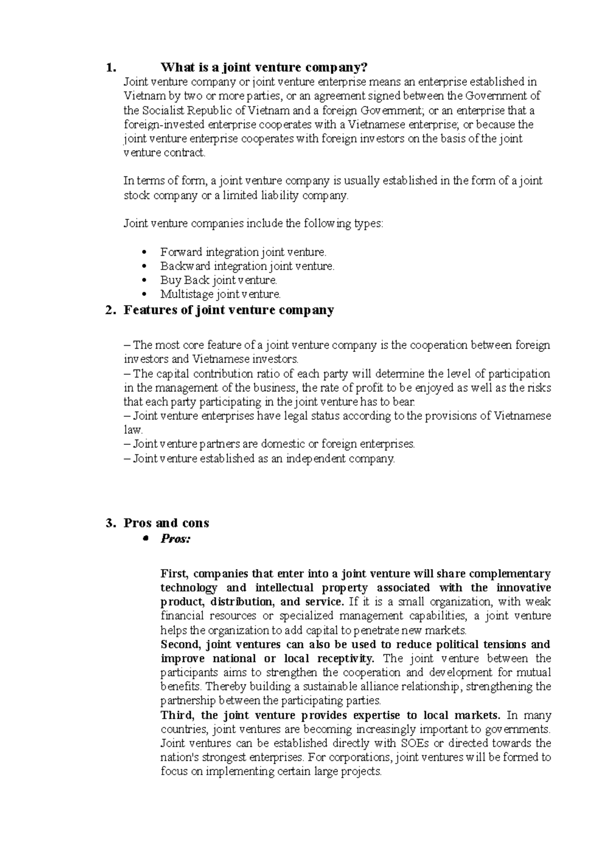 What is a joint venture company - 1. What is a joint venture company ...