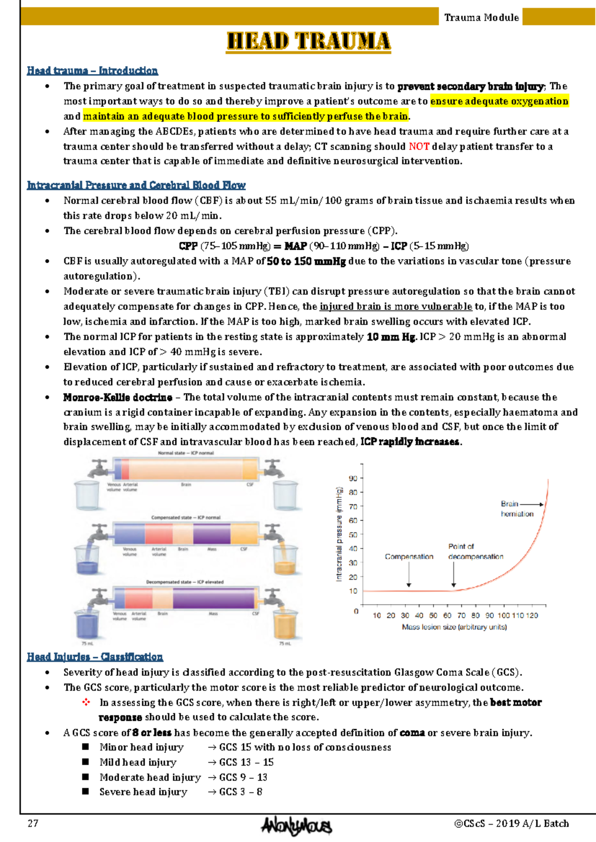 Head Trauma and Spine & Spinal cord Trauma - Head trauma – Introduction ...