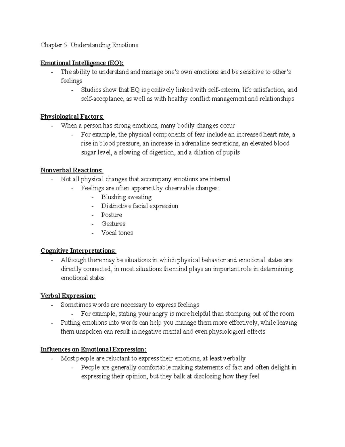 Chapter 5 Understanding Emotions - Chapter 5: Understanding Emotions ...