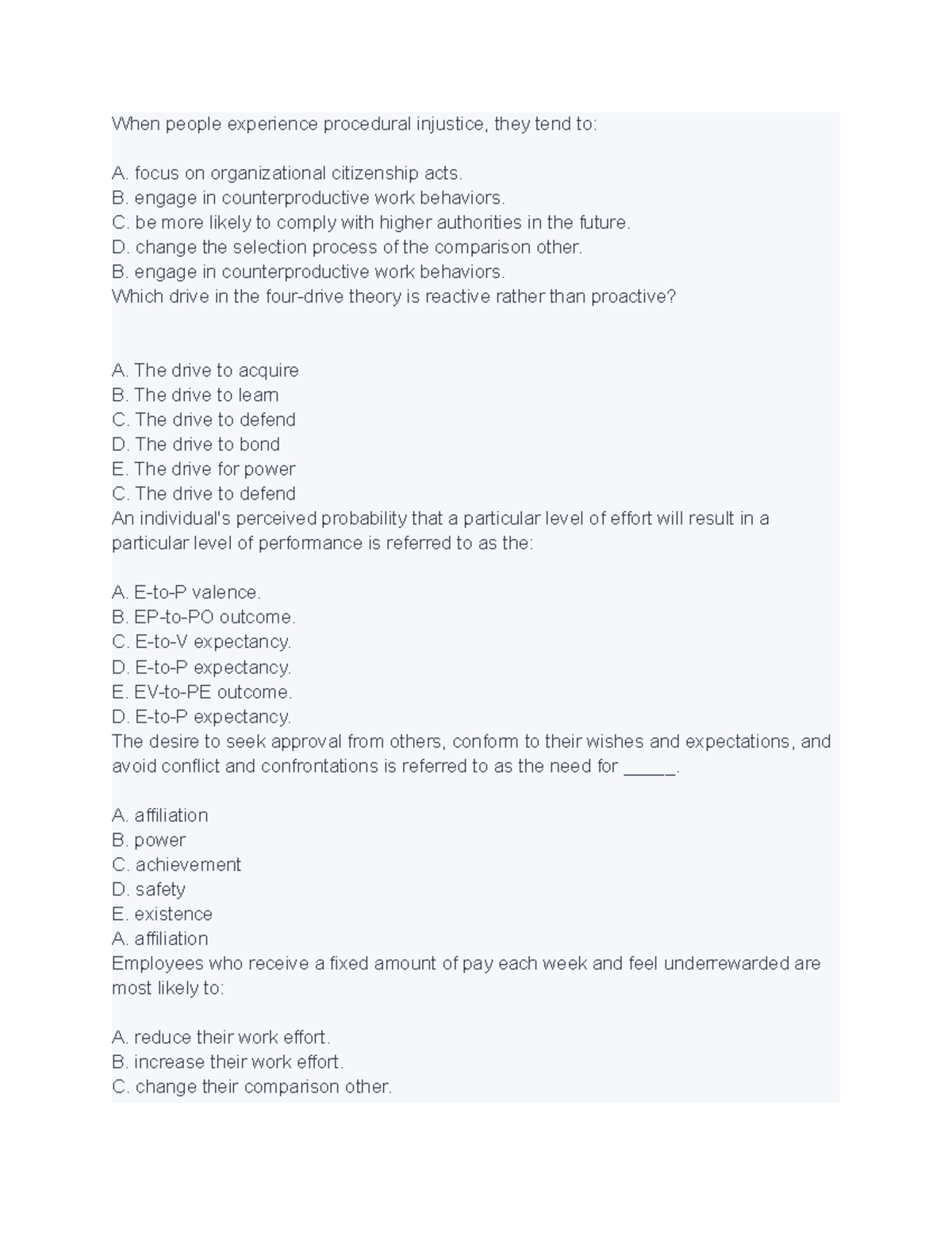 busi 240 notes, professor knowles - When people experience procedural ...