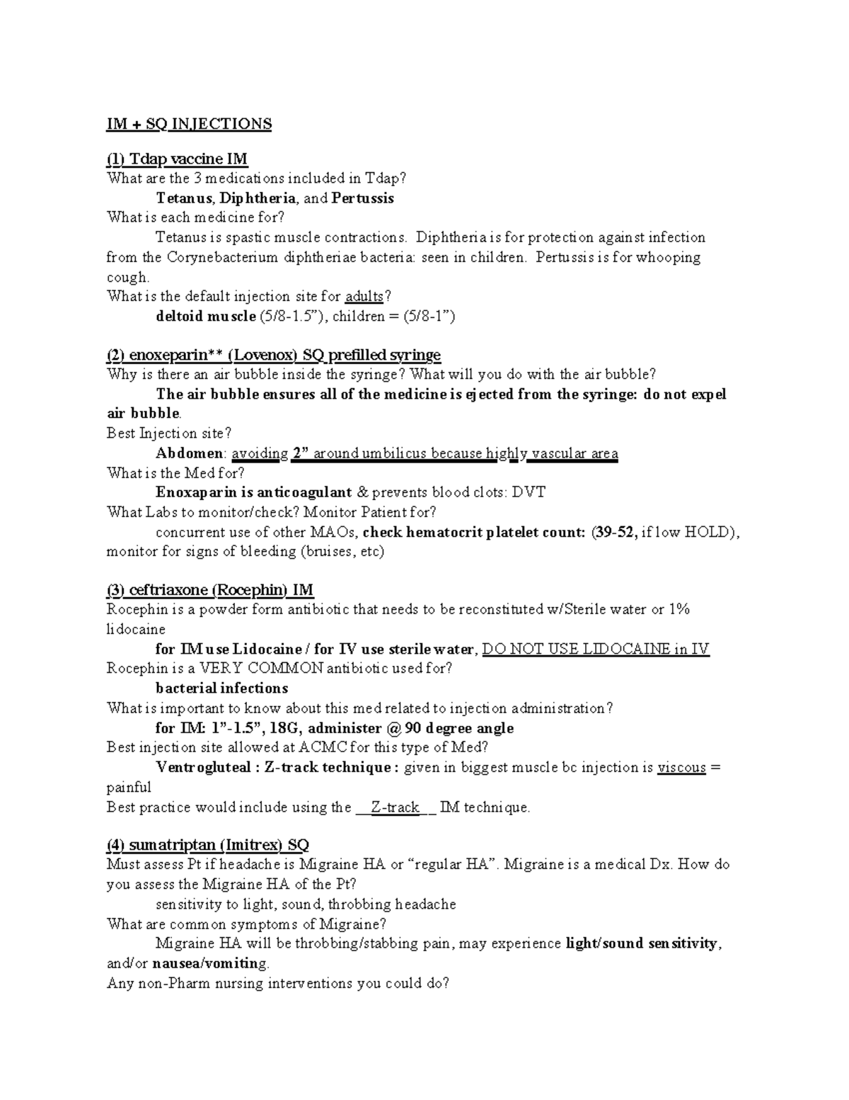 (8) pre-lab assignment 12.01.24 PM - IM + SQ INJECTIONS (1) Tdap ...