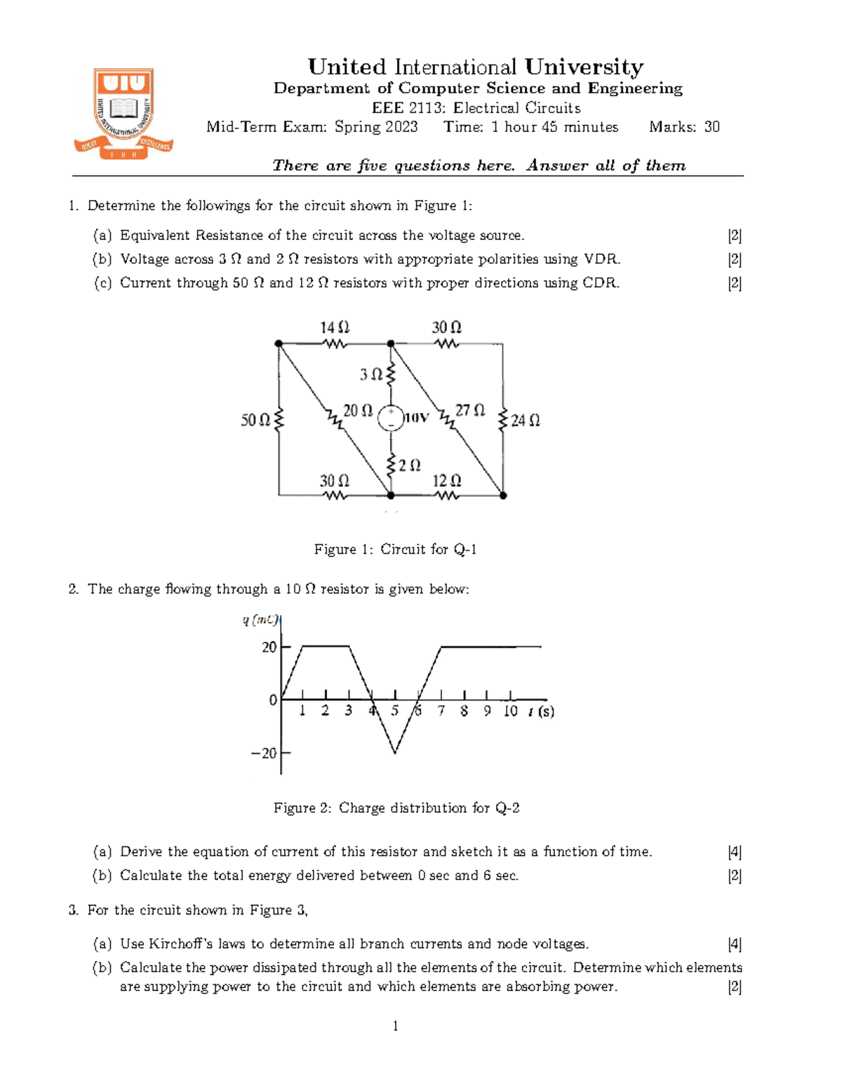 Assignment 1 - Mid question - United International University ...