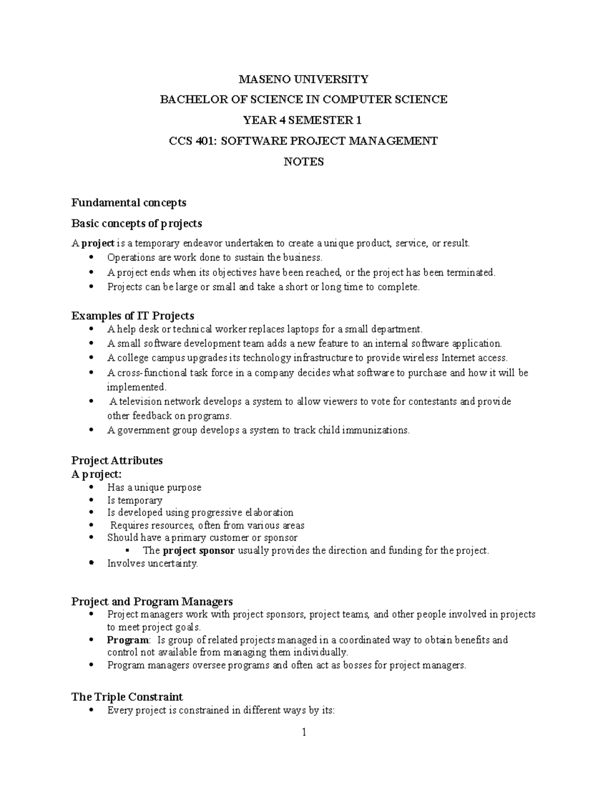 CCS 401 Software Project Management Notes - MASENO UNIVERSITY BACHELOR ...