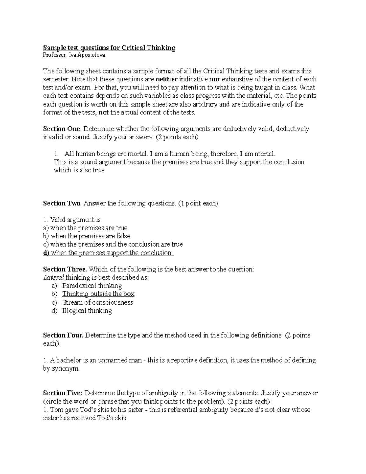 Test 3 April 2019, questions - Sample test questions for Critical ...