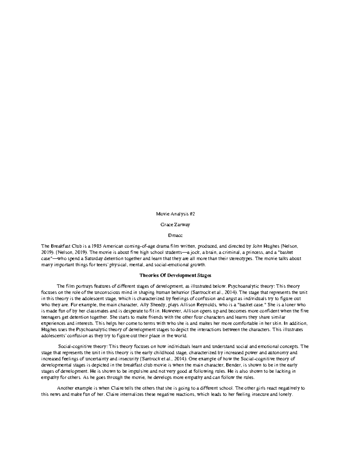 Movie Analysis 2 This Is The Finals For The Class It s A 4 Page