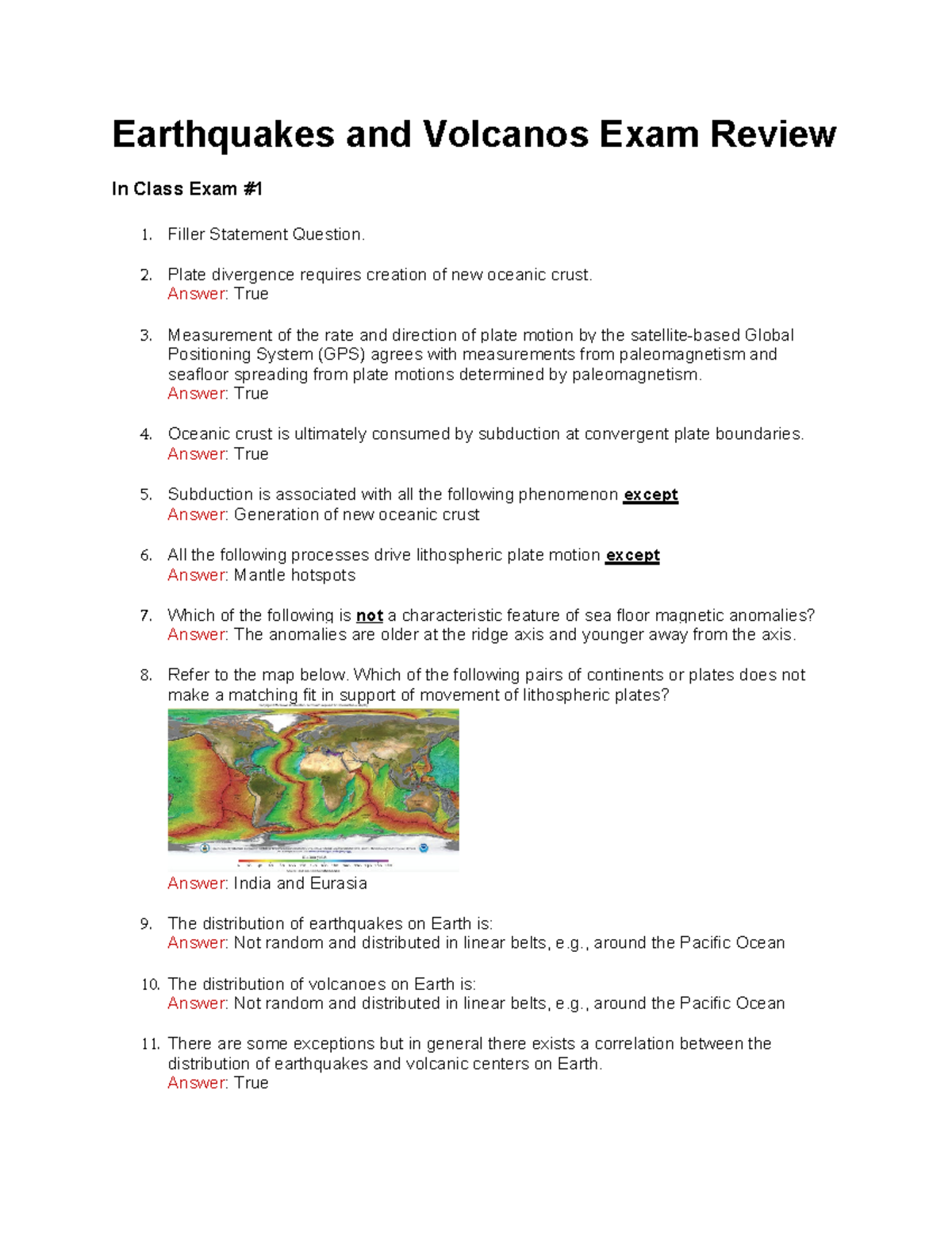Earthquakes and Volcanos Exam Review - Plate divergence requires ...