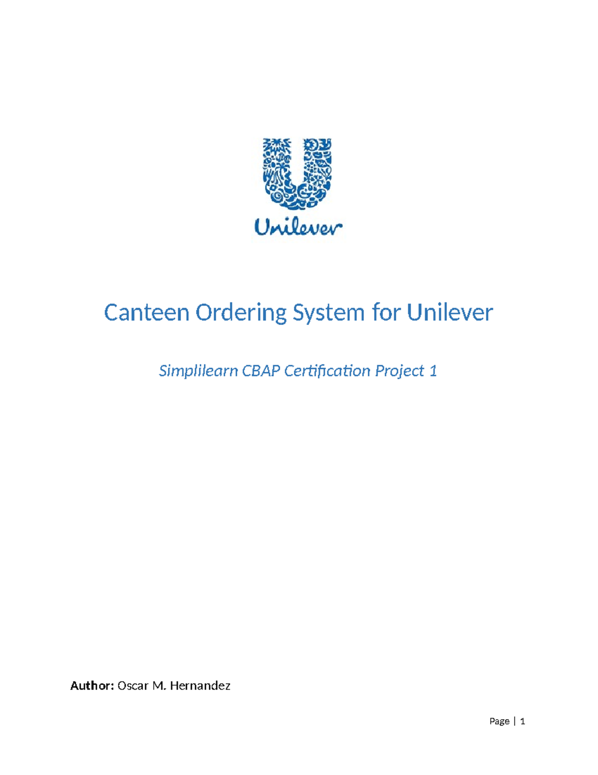Canteen Ordering System for Unilever - Canteen Ordering System for ...