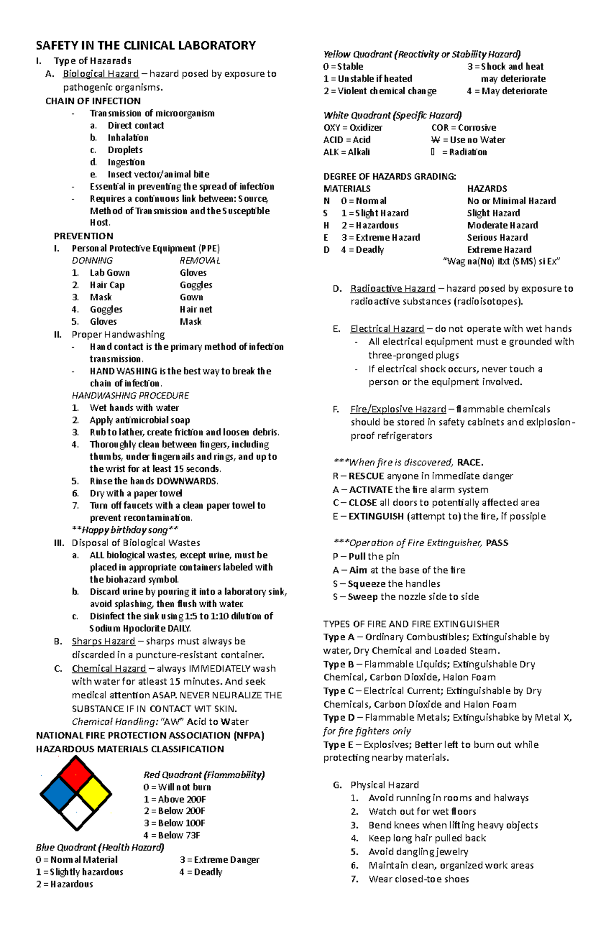 Clinical Microscopy and Urinalysis Lecture Notes - SAFETY IN THE ...