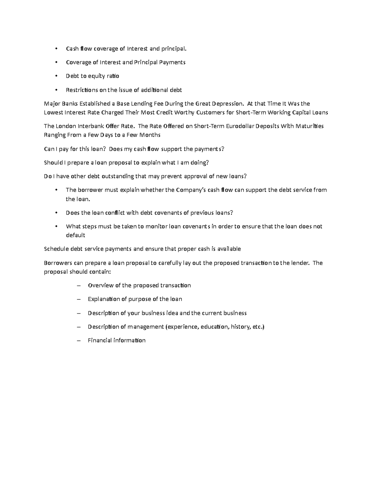 Loans 5 - Lecture notes 8 - Cash flow coverage of Interest and ...