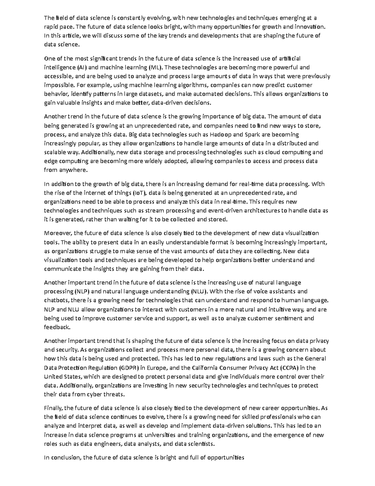 Future of data science - The field of data science is constantly ...