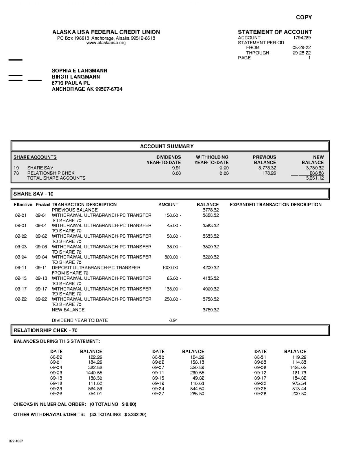 Get Statement PDF - gdff - COPY ALASKA USA FEDERAL CREDIT UNION PO Box 196613 Anchorage, Alaska ...