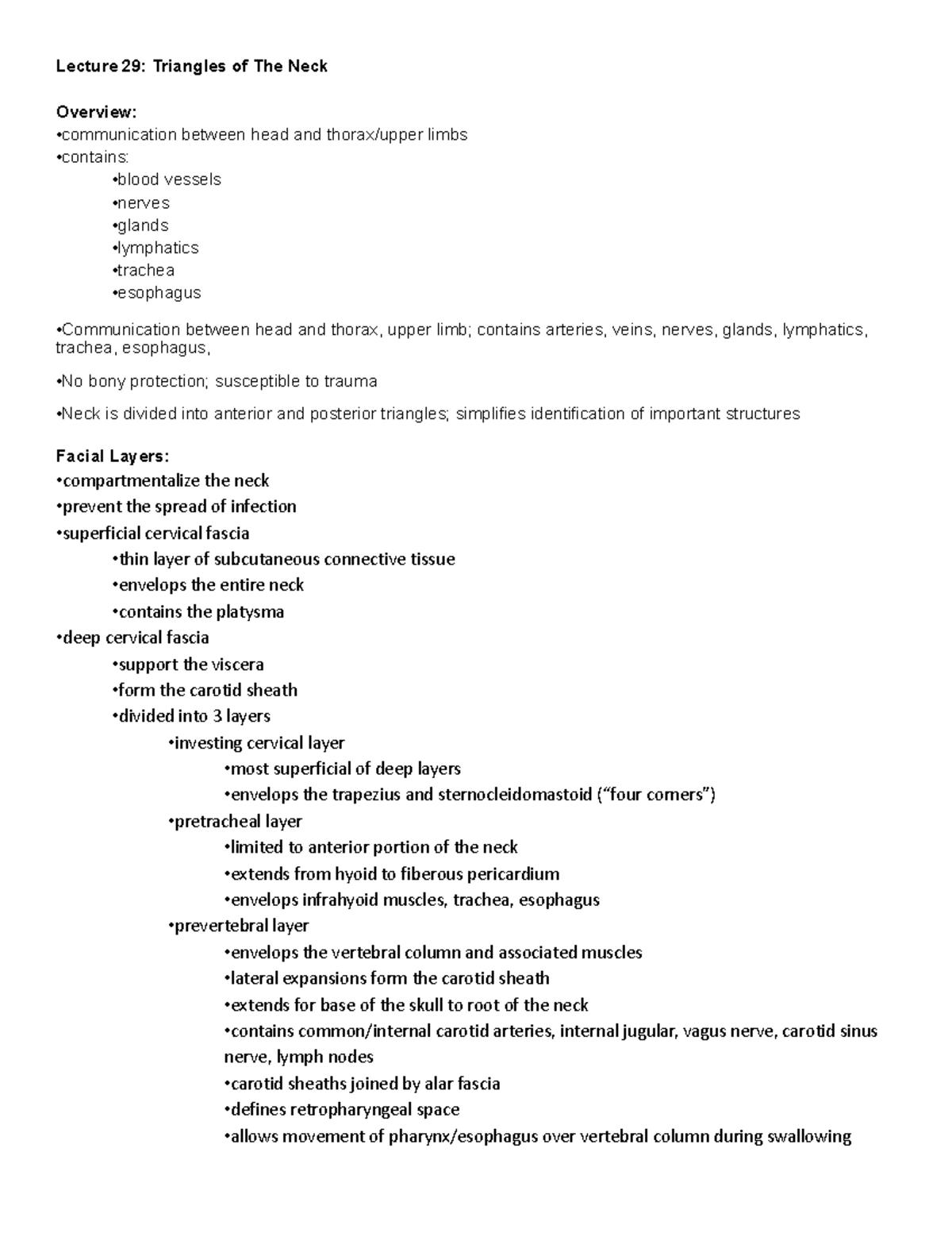 Lecture 29 Triangles of The Neck - Lecture 29: Triangles of The Neck Overview: •communication ...