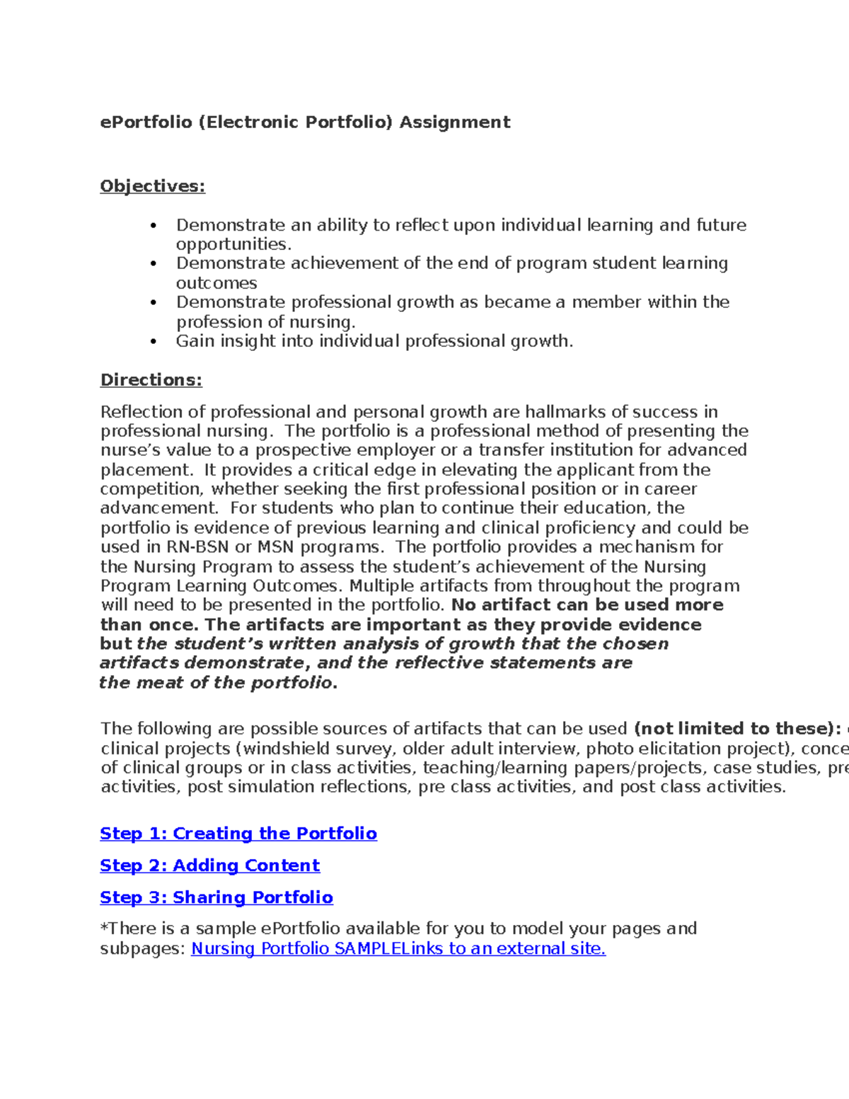 E Portfolio assignment - ePortfolio (Electronic Portfolio) Assignment ...