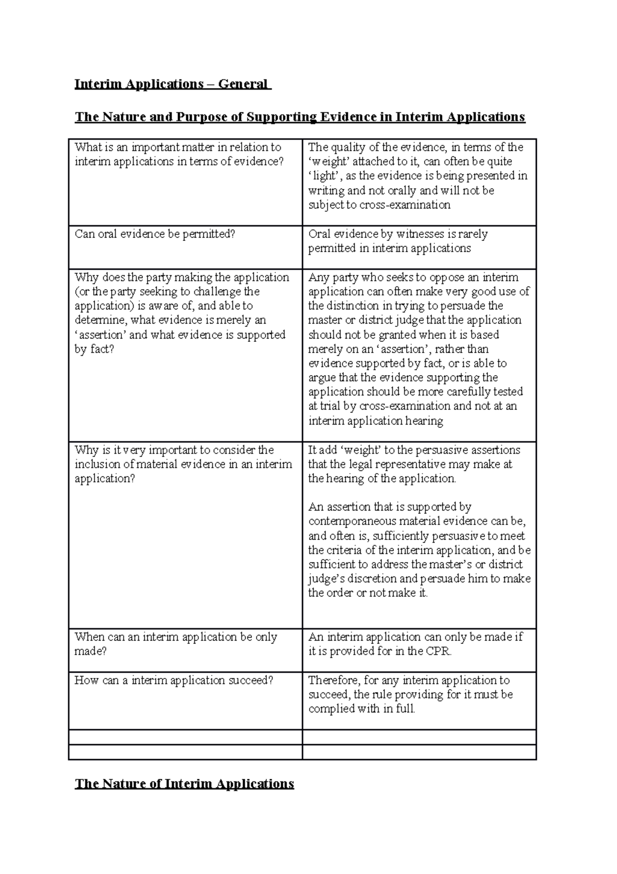 Interim applications - General - Interim Applications – General The ...