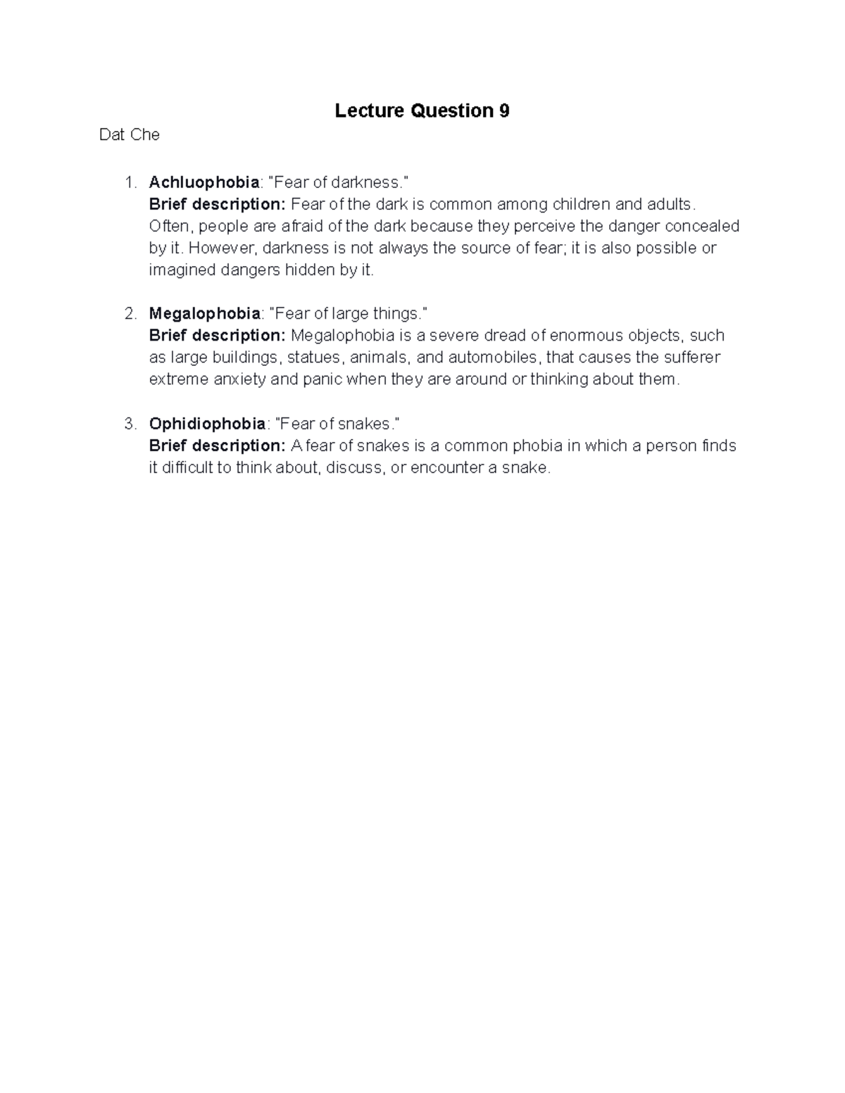 Lecture Question 9 - class assignment sample - Lecture Question 9 Dat ...