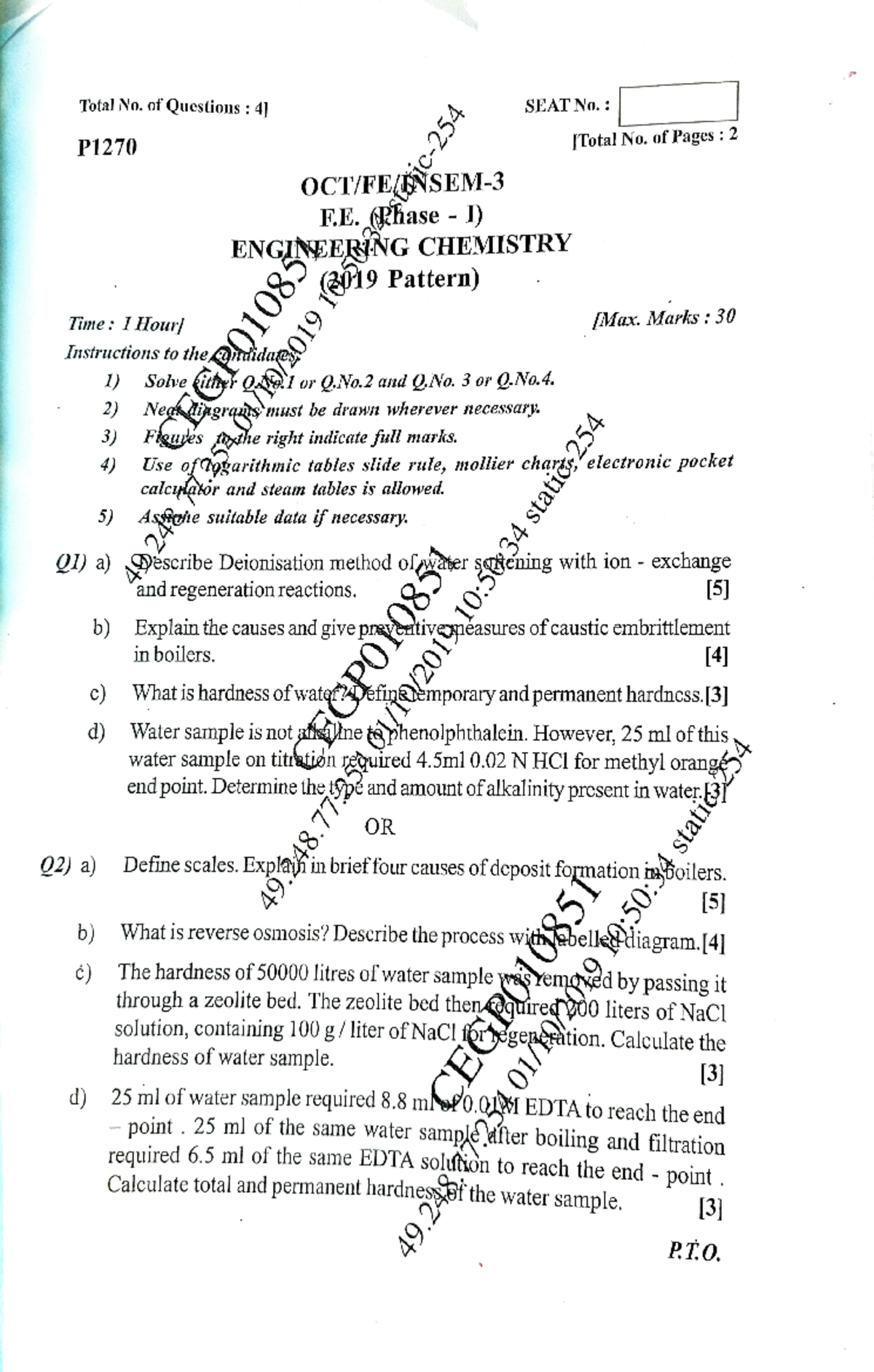 Insem que paper sem II-2019-1 - Total No. of Questions: 4] SEATNo. P ...