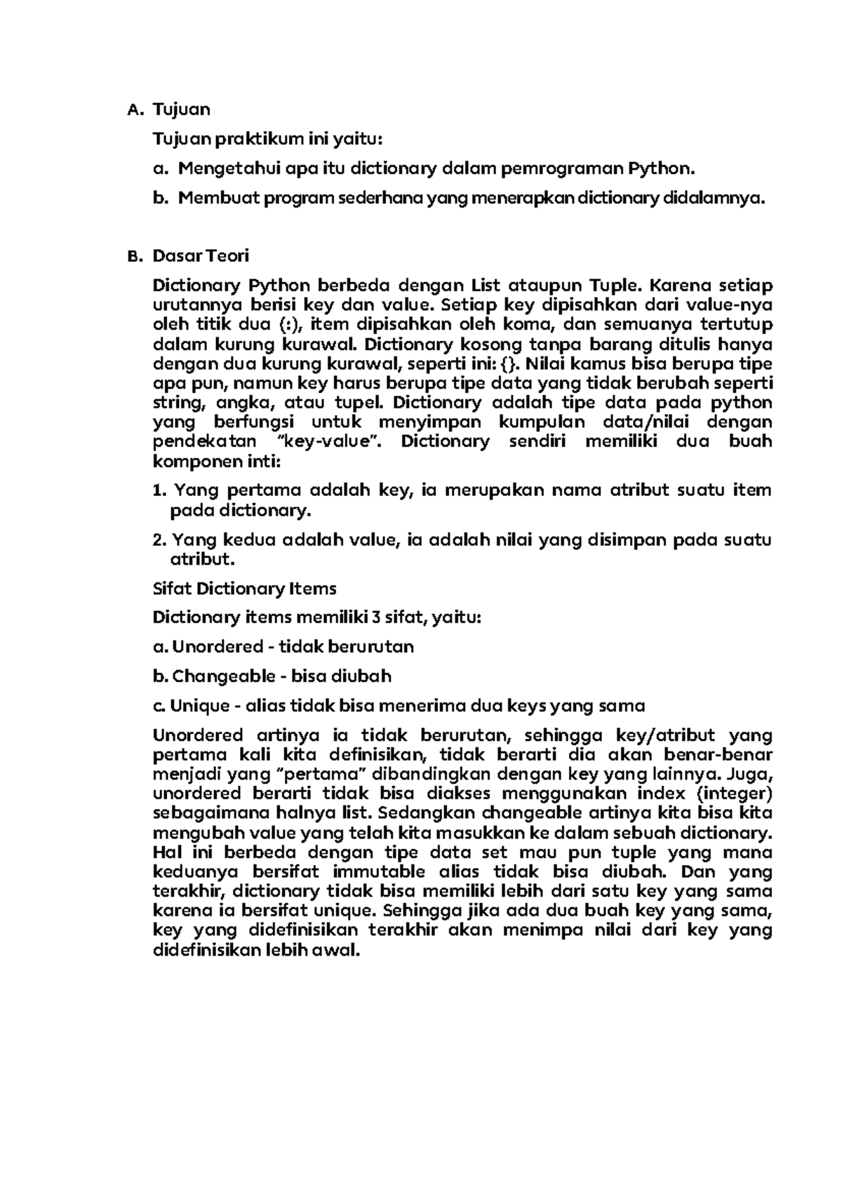 7. Laporan Praktikum Struktur Dictionary - A. Tujuan Tujuan praktikum ...