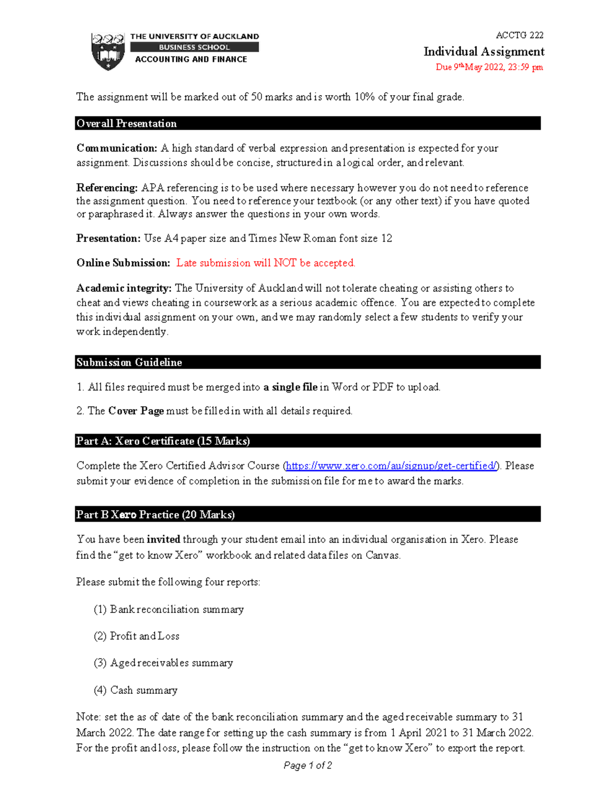 ACCTG 222 2022 S1 individual assignment instructions - ACCOUNTING AND ...