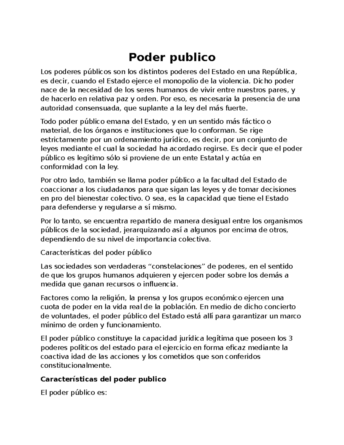 Poder publico - aja - Poder publico Los poderes públicos son los ...