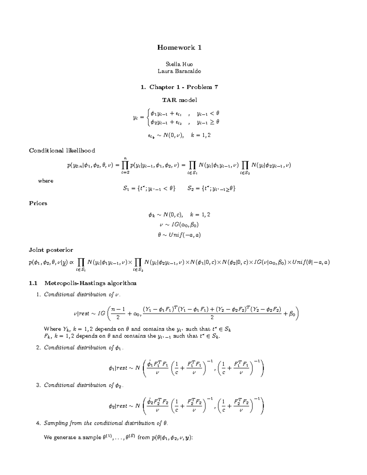 AMS223 HW1 CH1 P7 - Homework 1 - Homework 1 Stella Huo Laura Baracaldo Chapter 1 - Problem 7 TAR ...