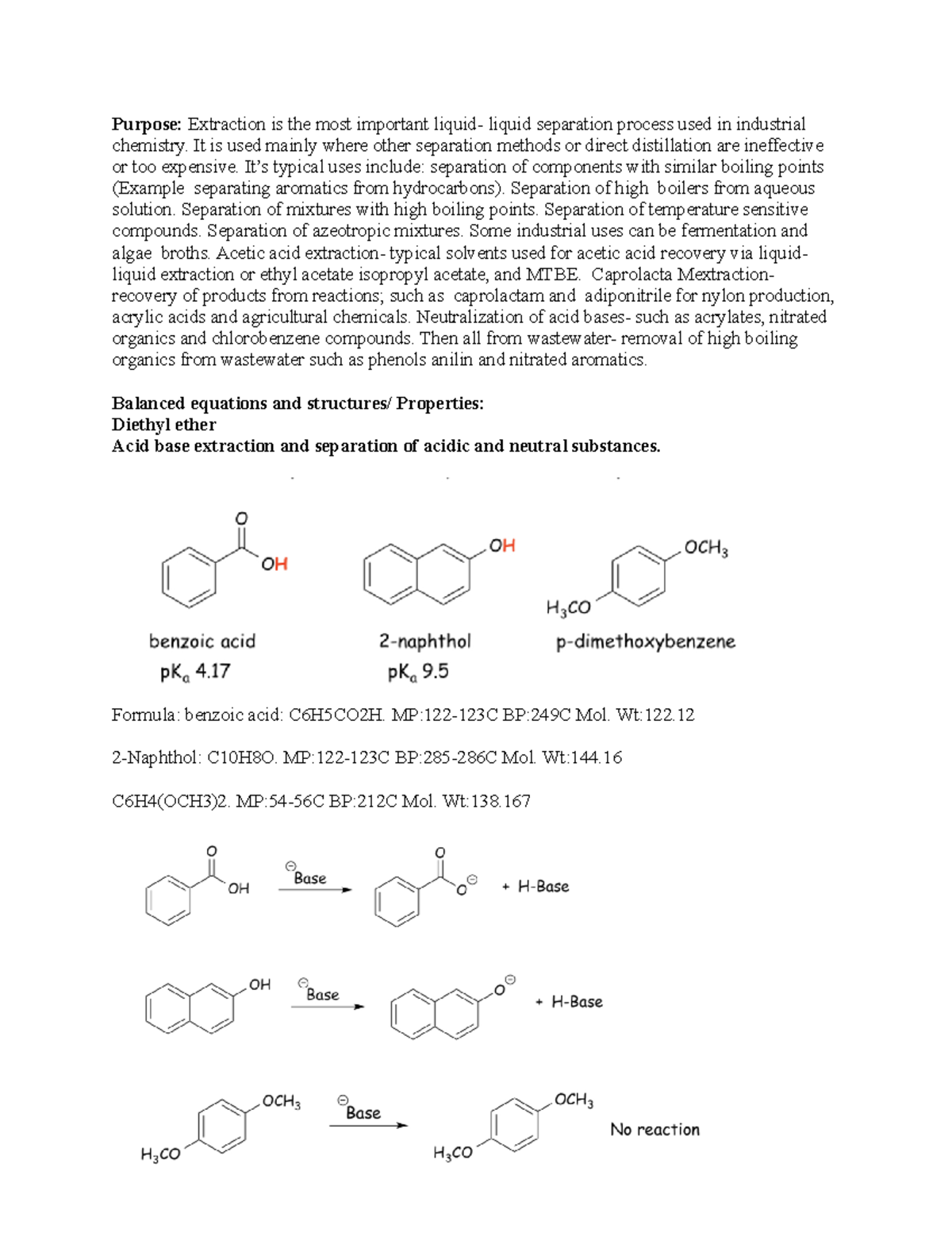 Lab report 2 orgo - Purpose: Extraction is the most important liquid ...