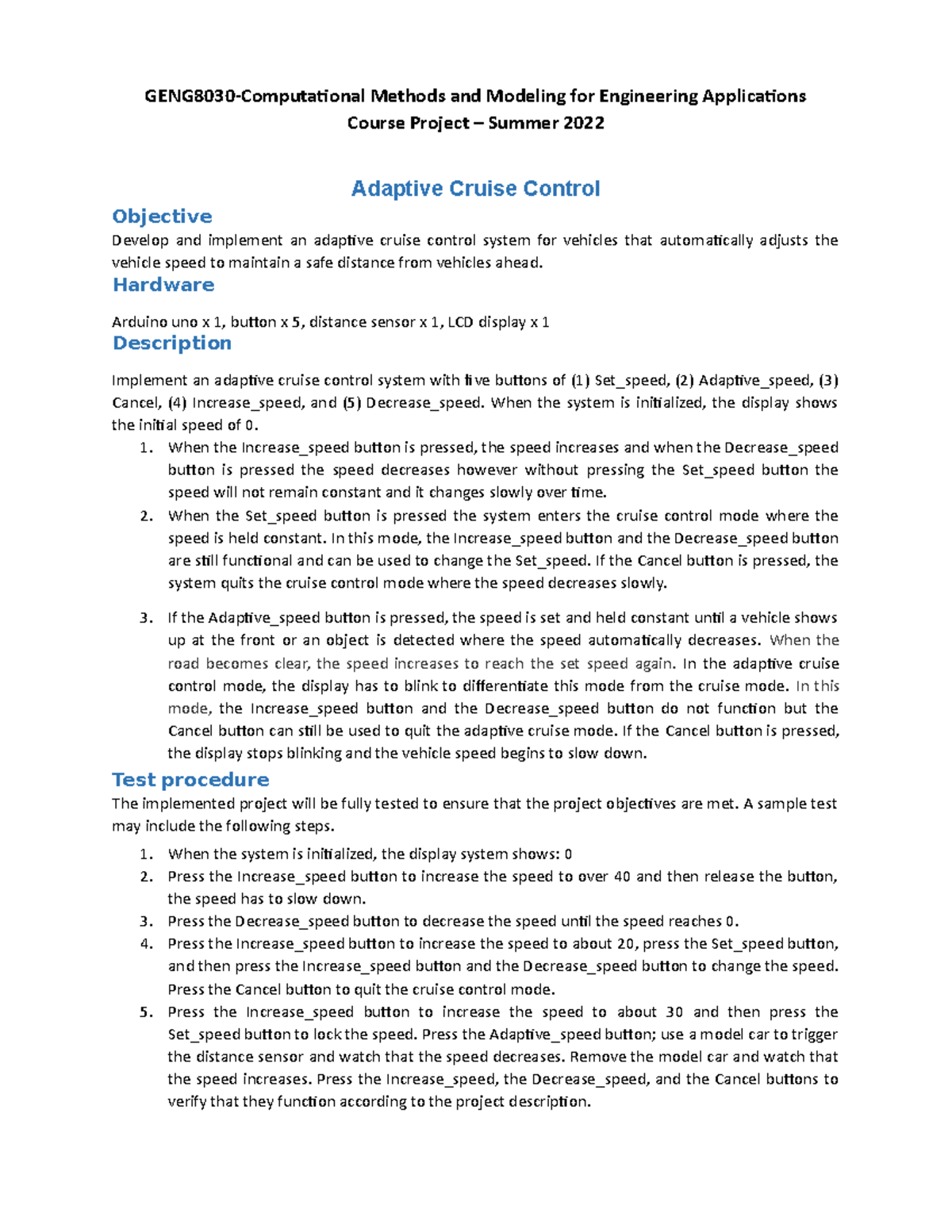 2-Adaptive Cruise Control - GENG8030-Computational Methods and Modeling for Engineering ...