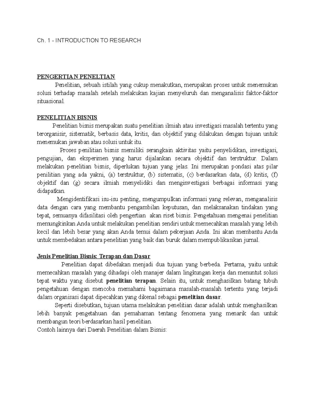 Chapter 1 Introduction Research - Ch. 1 - INTRODUCTION TO RESEARCH ...