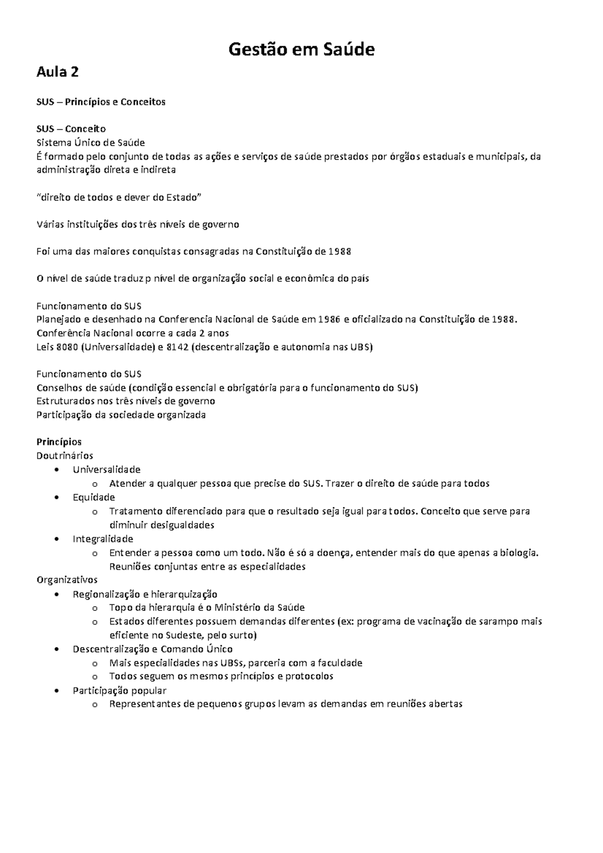 Gestão em Saúde - SUS - Warning: TT: undefined function: 32 Gestão em Saúde Aula 2 SUS ...