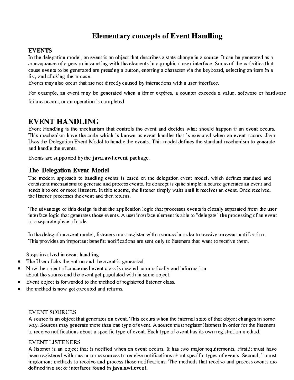 Unit 6 complete - notes - Elementary concepts of Event Handling ...