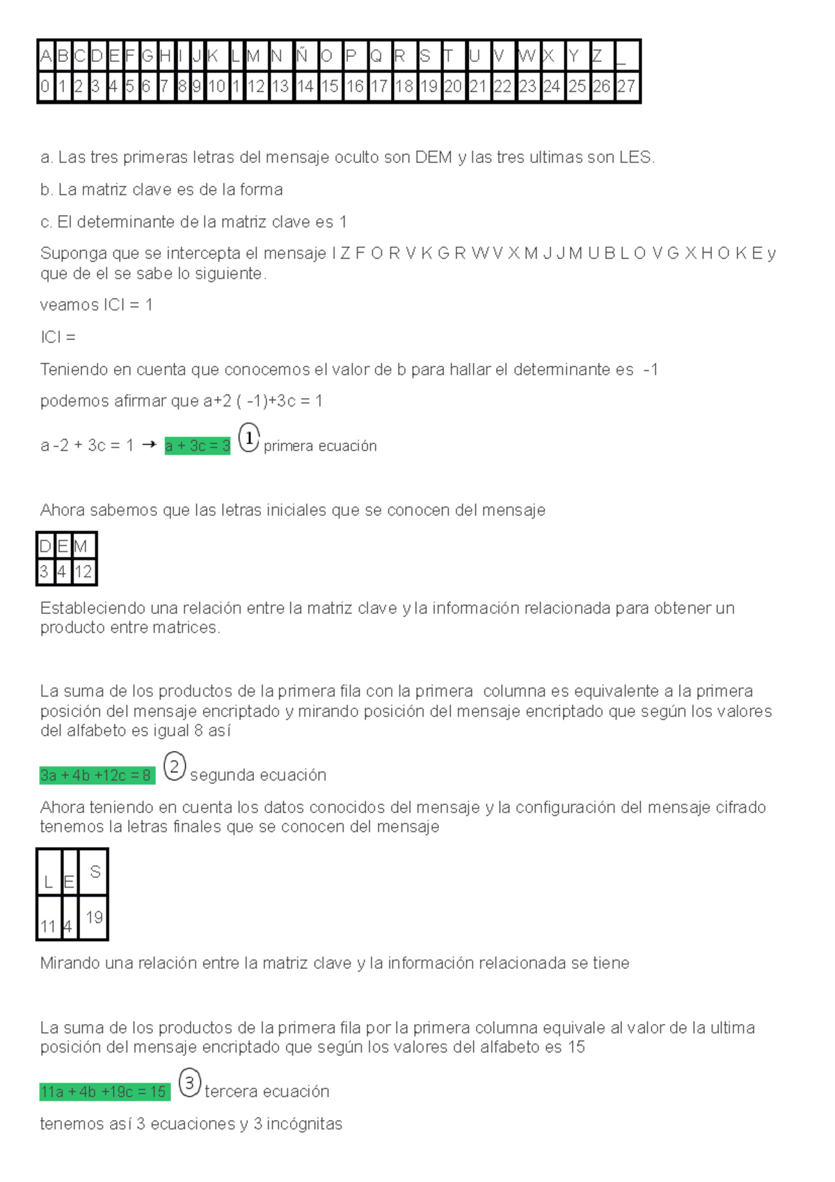 Ejercicio semana 5 - Desencriptar mensaje - A B C D E F G H I J K L M N ...
