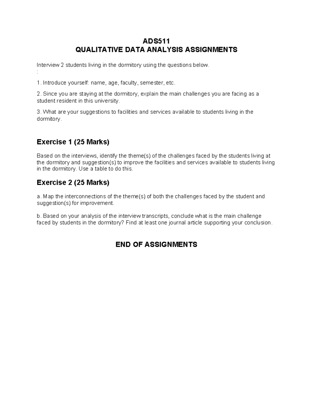 ADS511 Qualitative Data Analysis Assignments Aug23 - ADS QUALITATIVE DATA ANALYSIS ASSIGNMENTS ...