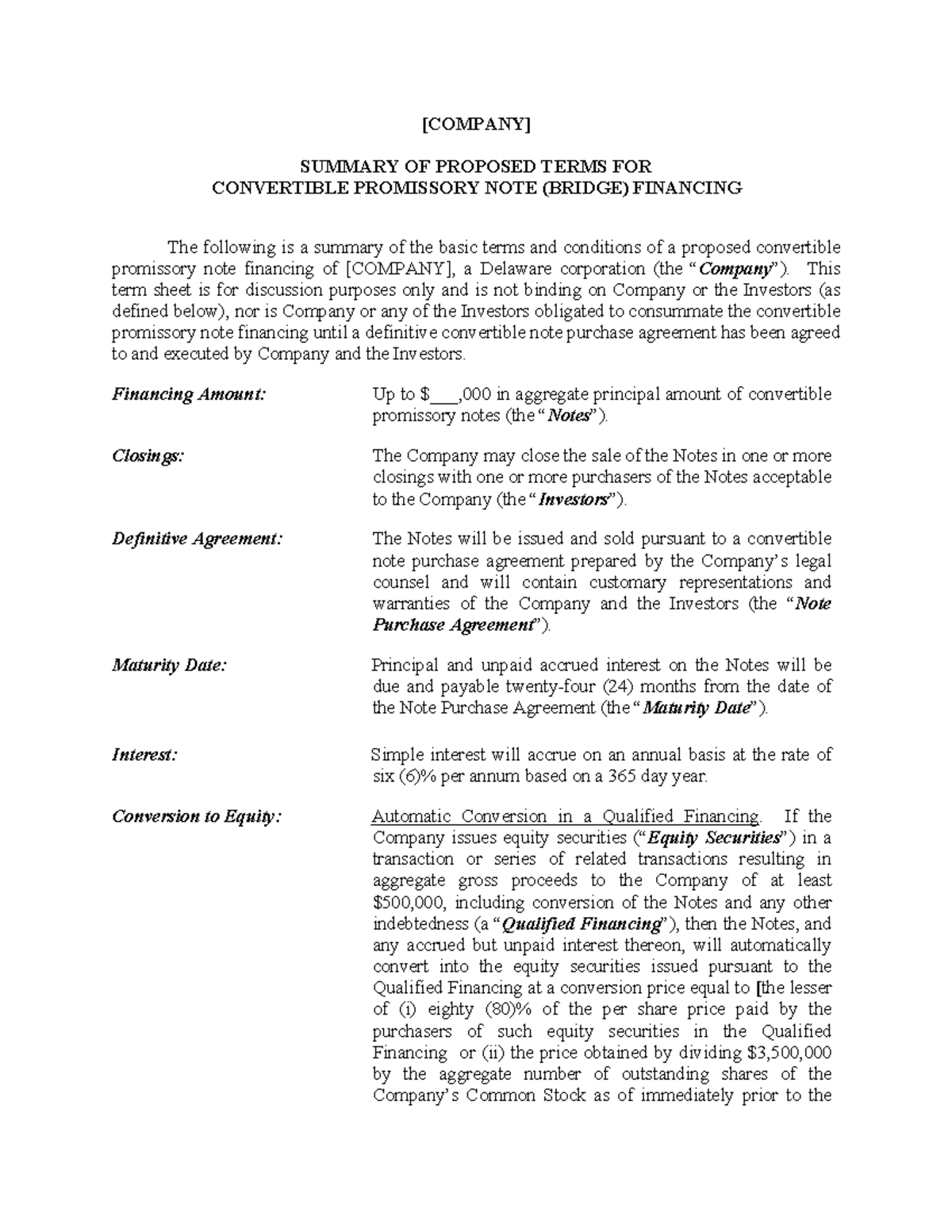 Sample note for fundamentals of business - [COMPANY] SUMMARY OF ...