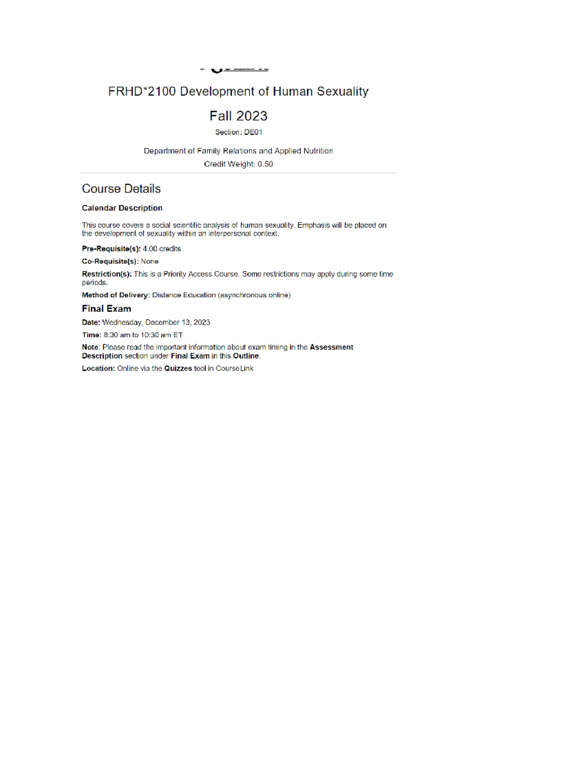 Doc8 - course outline - FRHD*2100 - Studocu