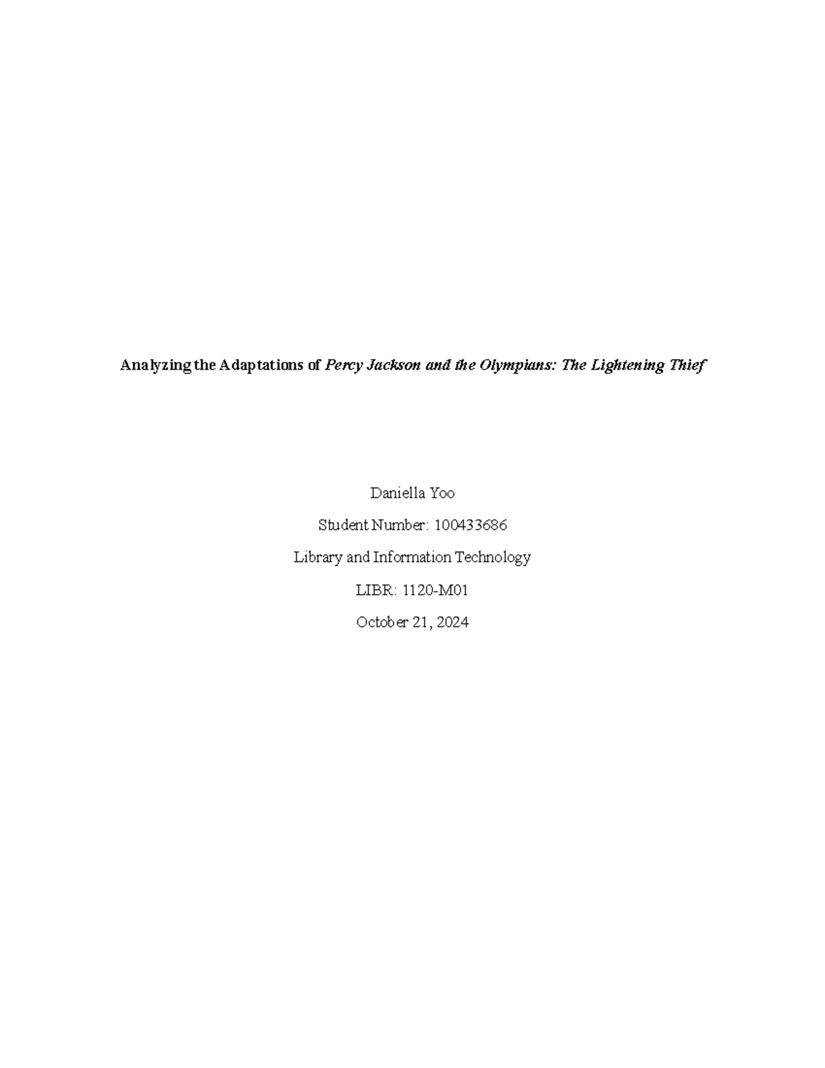 Daniella Essay Paper 1 - book history - Analyzing the Adaptations of ...