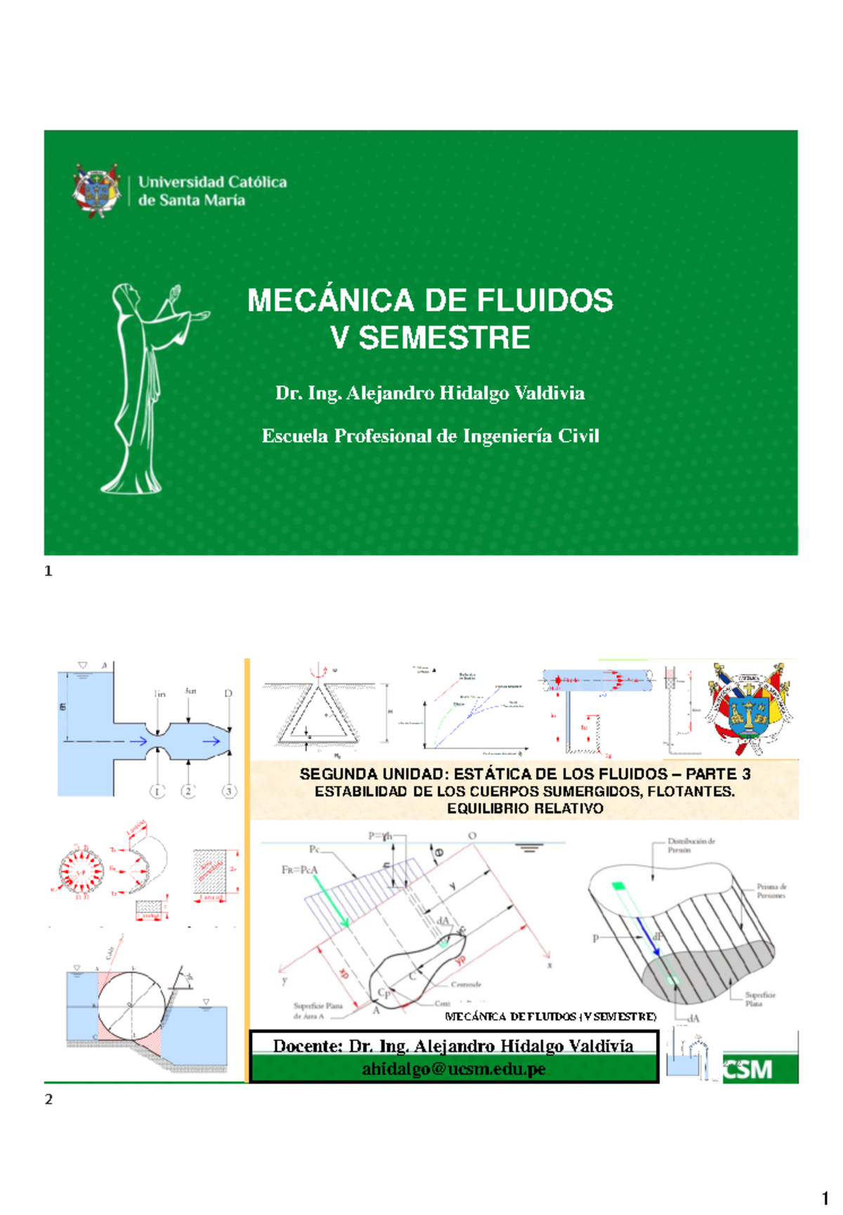 2da UND Estabilidad Rotacional P3F 2024 - MECÁNICA DE FLUIDOS V SEMESTRE Dr. Ing. Alejandro ...