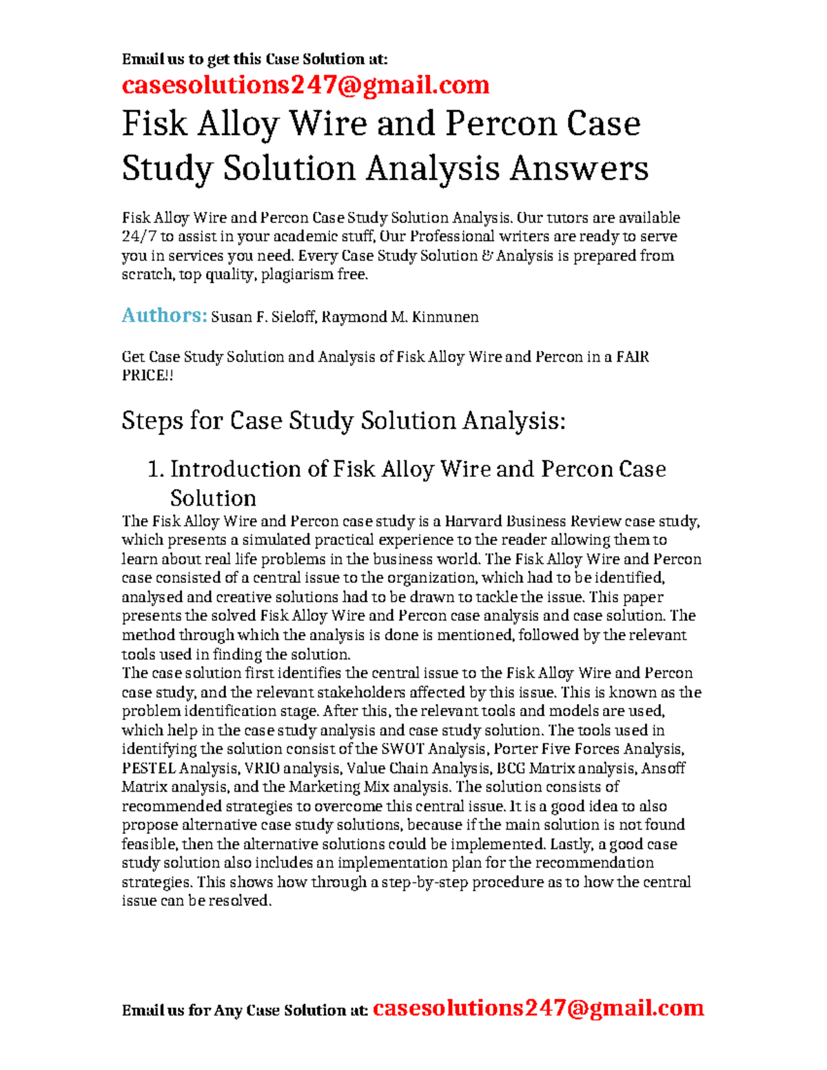 Solution Fisk Alloy Wire and Percon - casesolutions247@gmail Fisk Alloy Wire and Percon Case ...