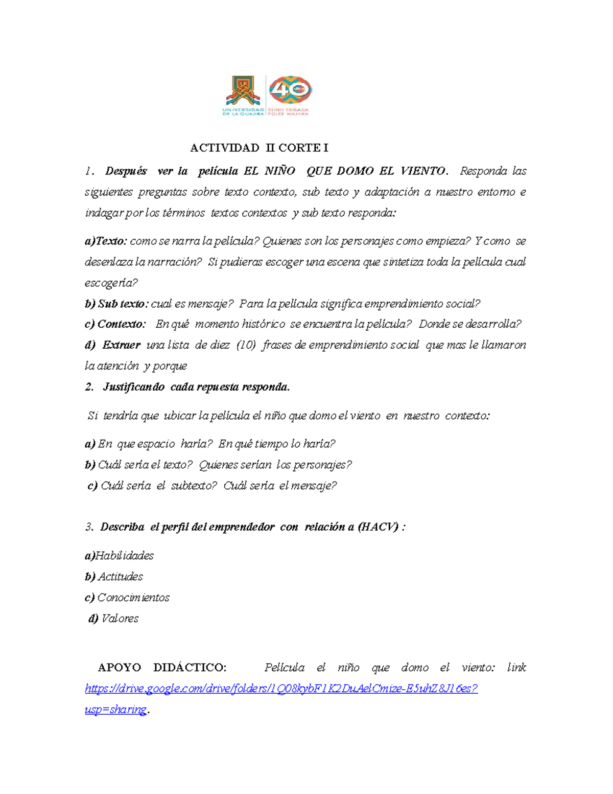 Actividad II DEL Corte uno - ACTIVIDAD II CORTE I Después ver la ...