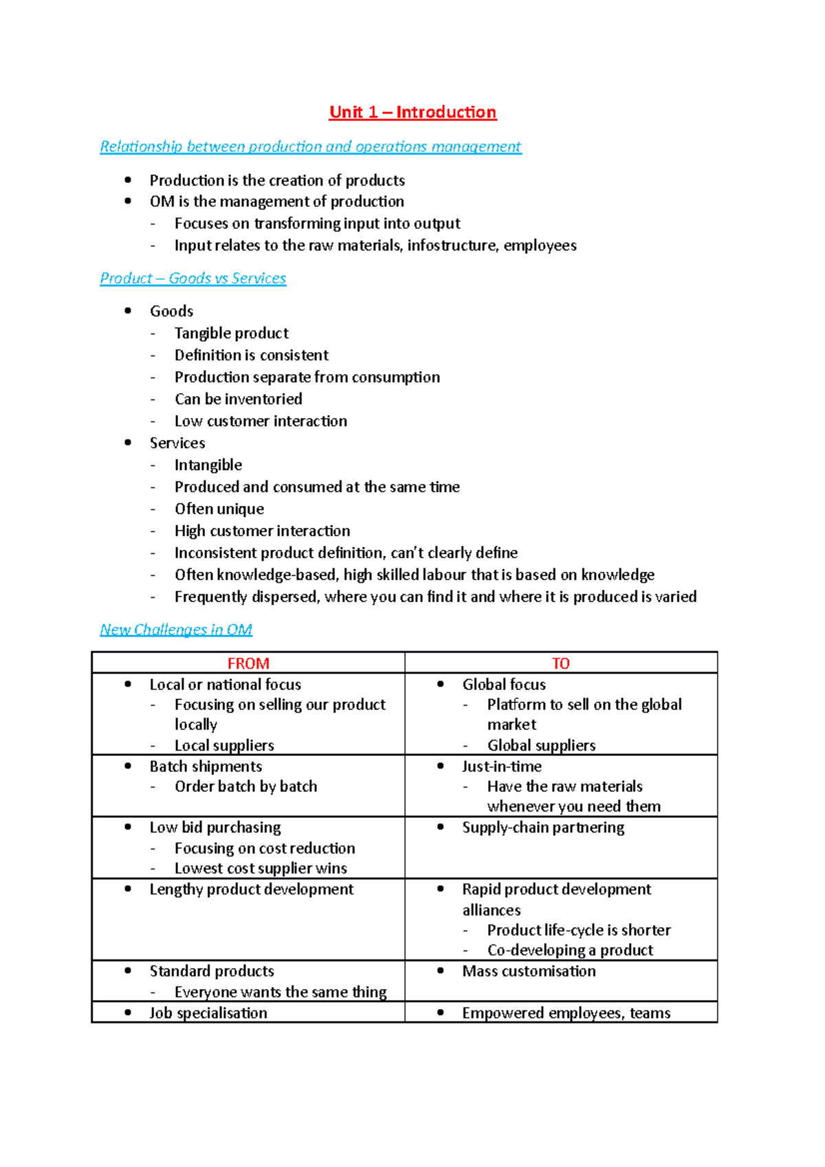 Business Operations Unit 1 - Introduction - Unit 1 – Introduction Relationship between ...