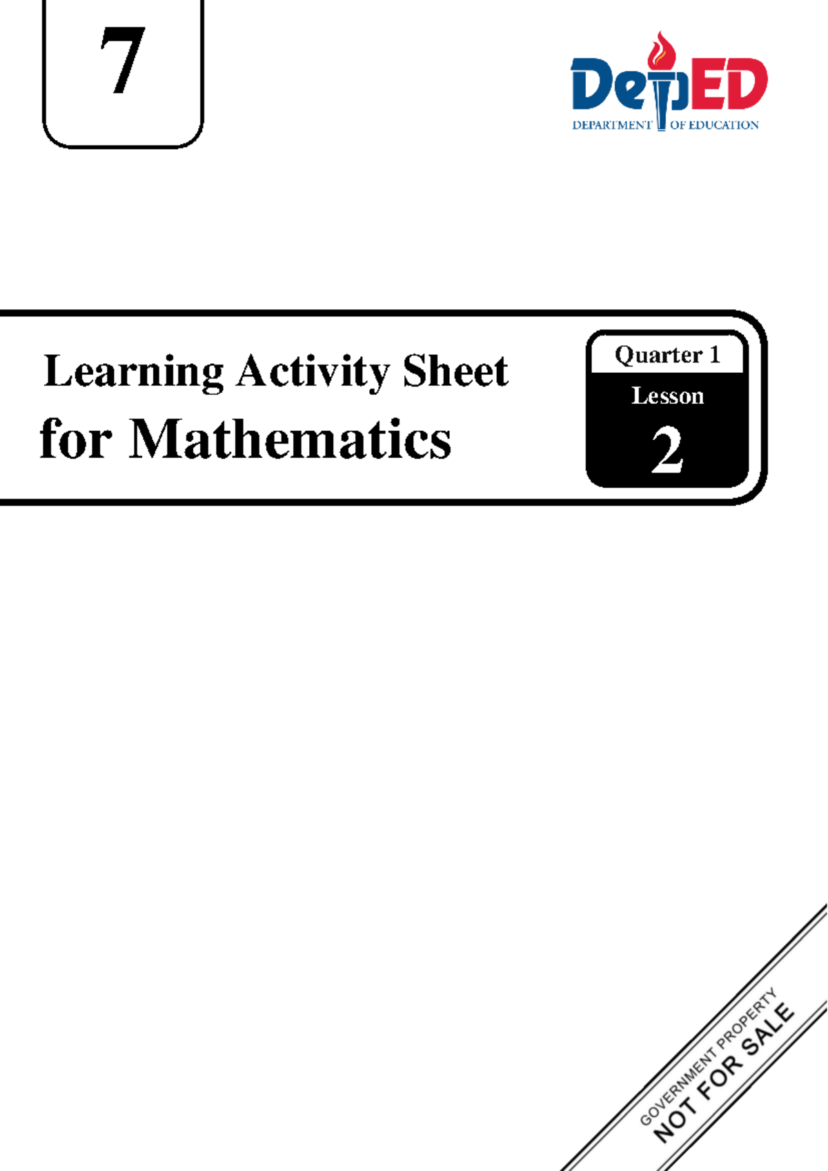 Q1 WS Mathematics 7 Lesson 2 Week 2 - Learning Activity Sheet for ...
