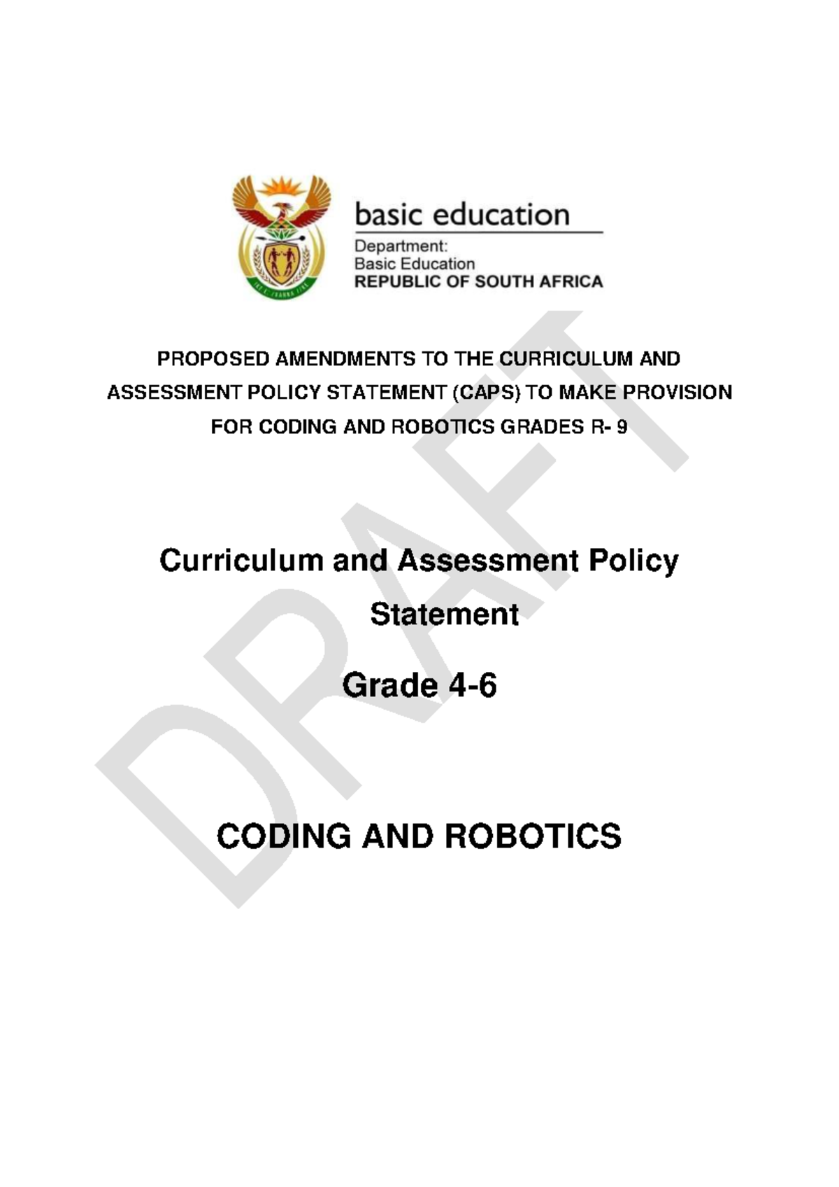 CAPS Coding Robotics Intermediate Phase - PROPOSED AMENDMENTS TO THE ... CAPS Coding Robotics Intermediate Phase - PROPOSED AMENDMENTS TO THE ...