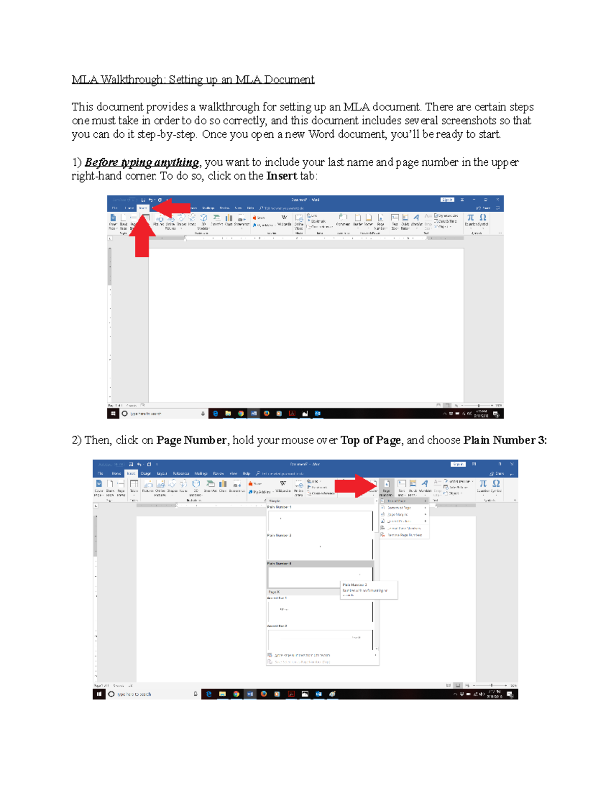 MLA Walkthrough, Setting Up a Document - MLA Walkthrough: Setting up an ...