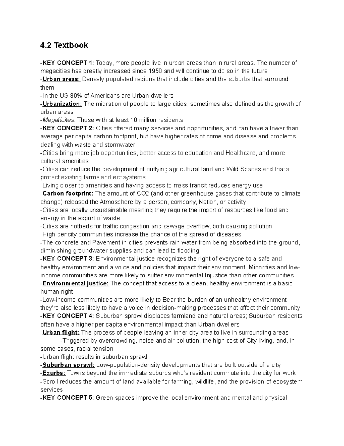 Week 12 notes (4 - 4 Textbook KEY CONCEPT 1: Today, more people live in ...