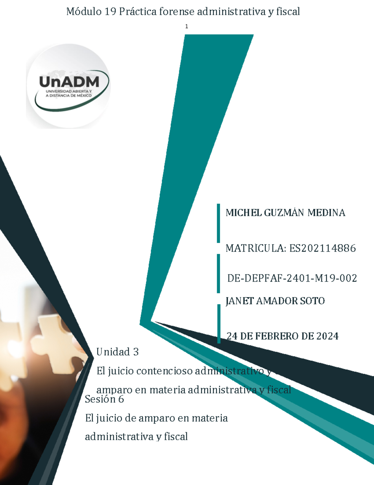 M19 U3 S6 MIGM - derecho - 1 MICHEL GUZMÁN MEDINA Módulo 19 Práctica ...