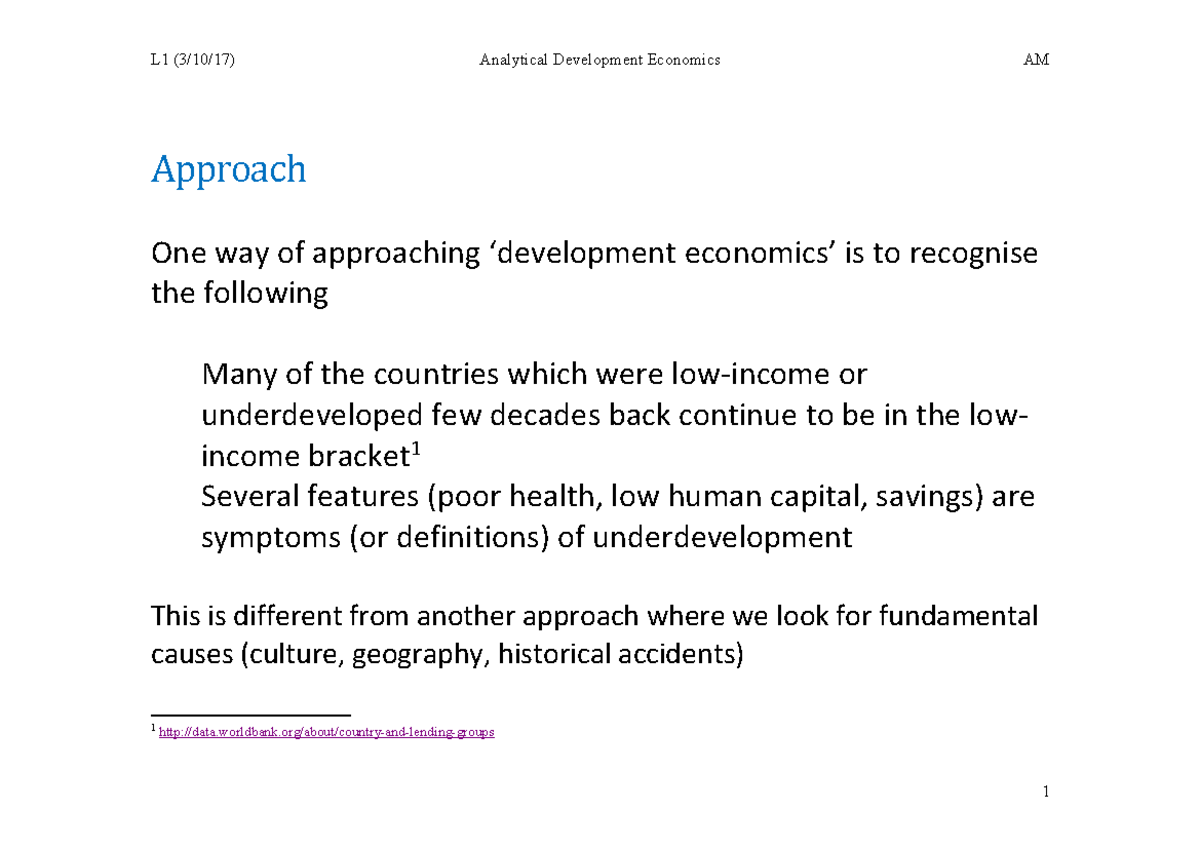 Lecture 1 (03-10) - Introduction to development economics and poverty ...