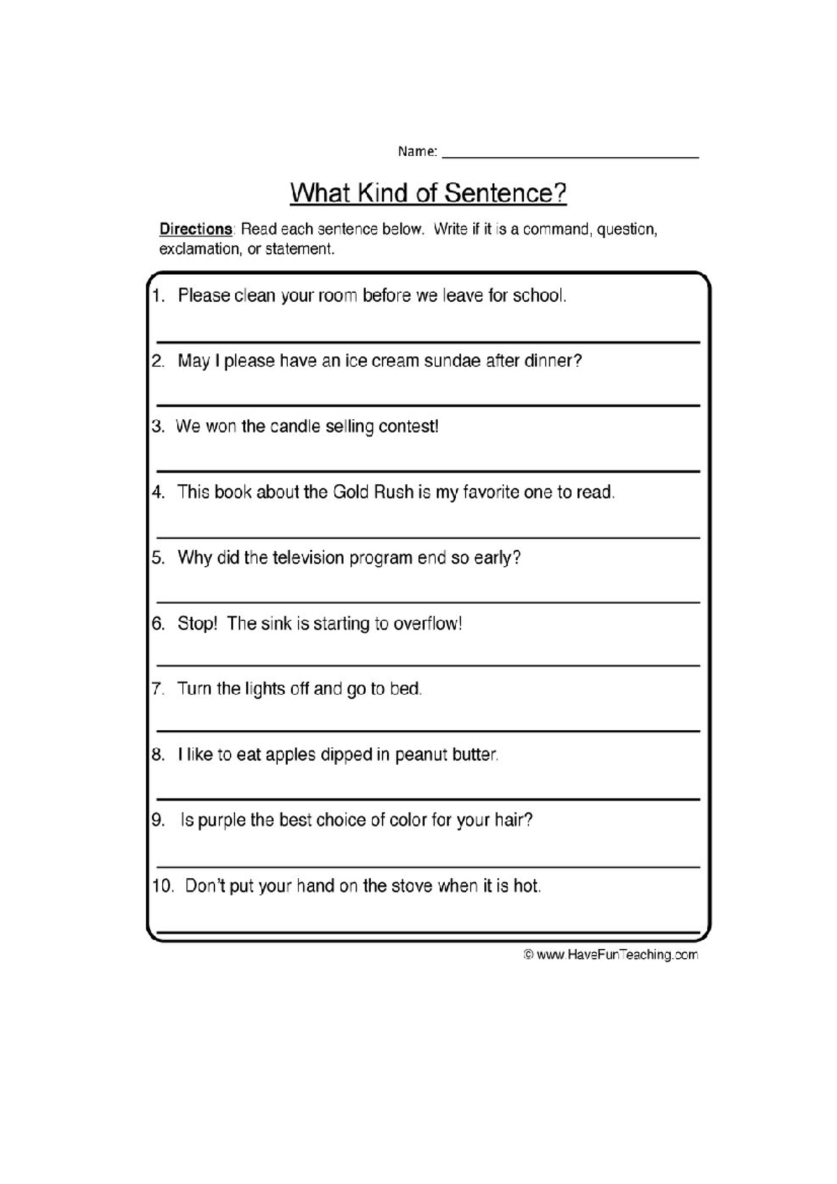 Activity Sheets Types of SEntences - Education Technology - Studocu