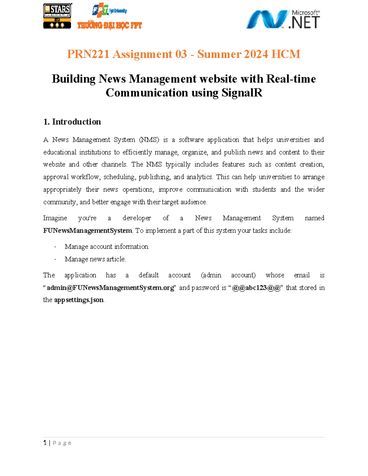 PRN221 Assignment 03 Summer 2024 - PRN221 Assignment 03 - Summer 2024 HCM Building News ...