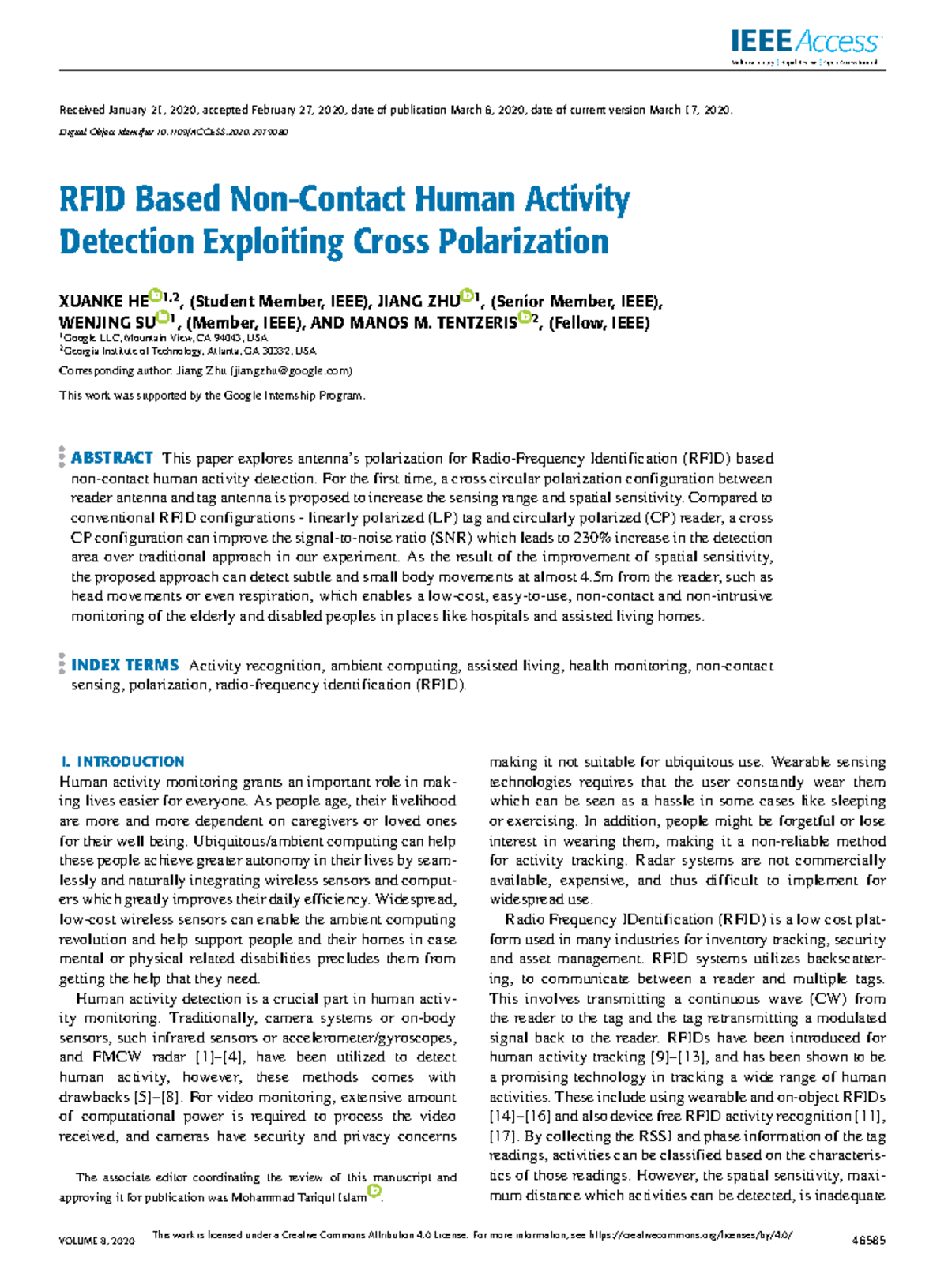 RFID Based Non-Contact Human Activity Detection Exploiting Cross ...