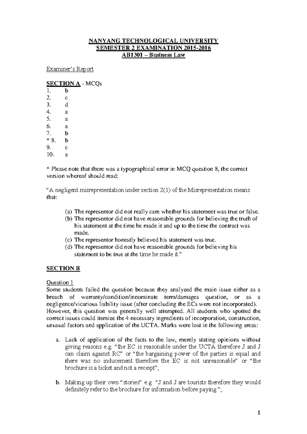 Examiner Report 2 (S2, 1516) - NANYANG TECHNOLOGICAL UNIVERSITY ...