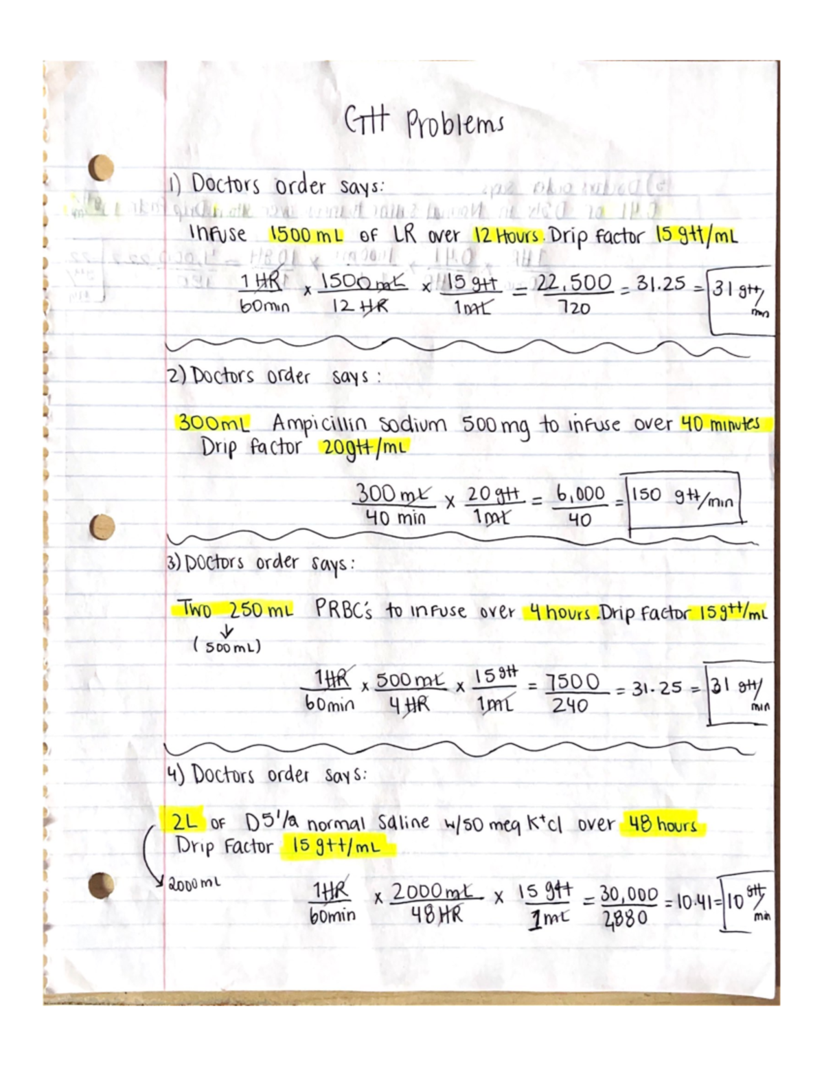 Gtt practice problems - PT 715.00 - Studocu